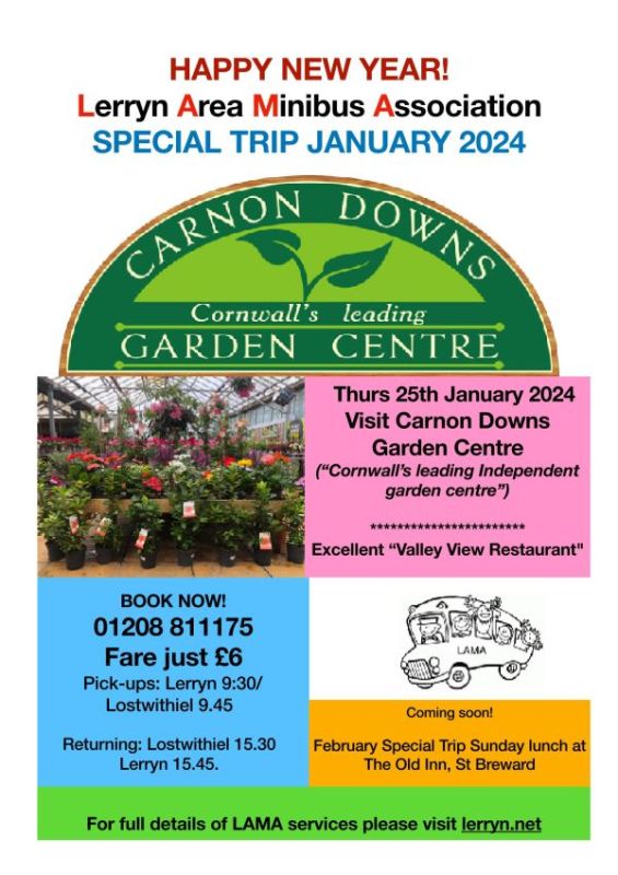 LAMA Carnon Downs Garden Centre Special Trip : Lerryn