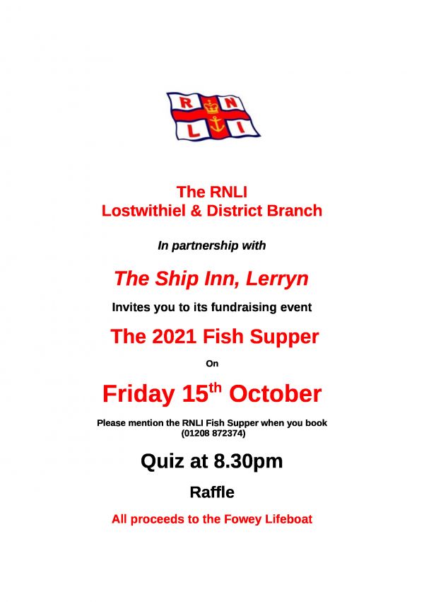RNLI 2021 Fish Supper : Lerryn