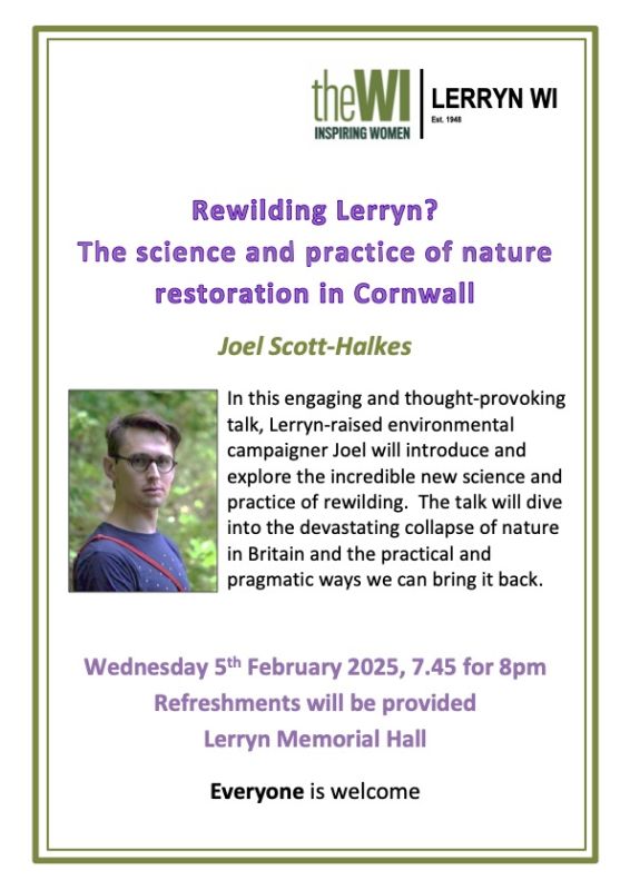 Rewinding Lerryn? February's WI Speaker - Everyone Welcome : Lerryn